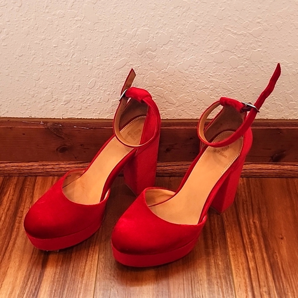 Bill Blass Ruby Velvet Platform Heels - Gem